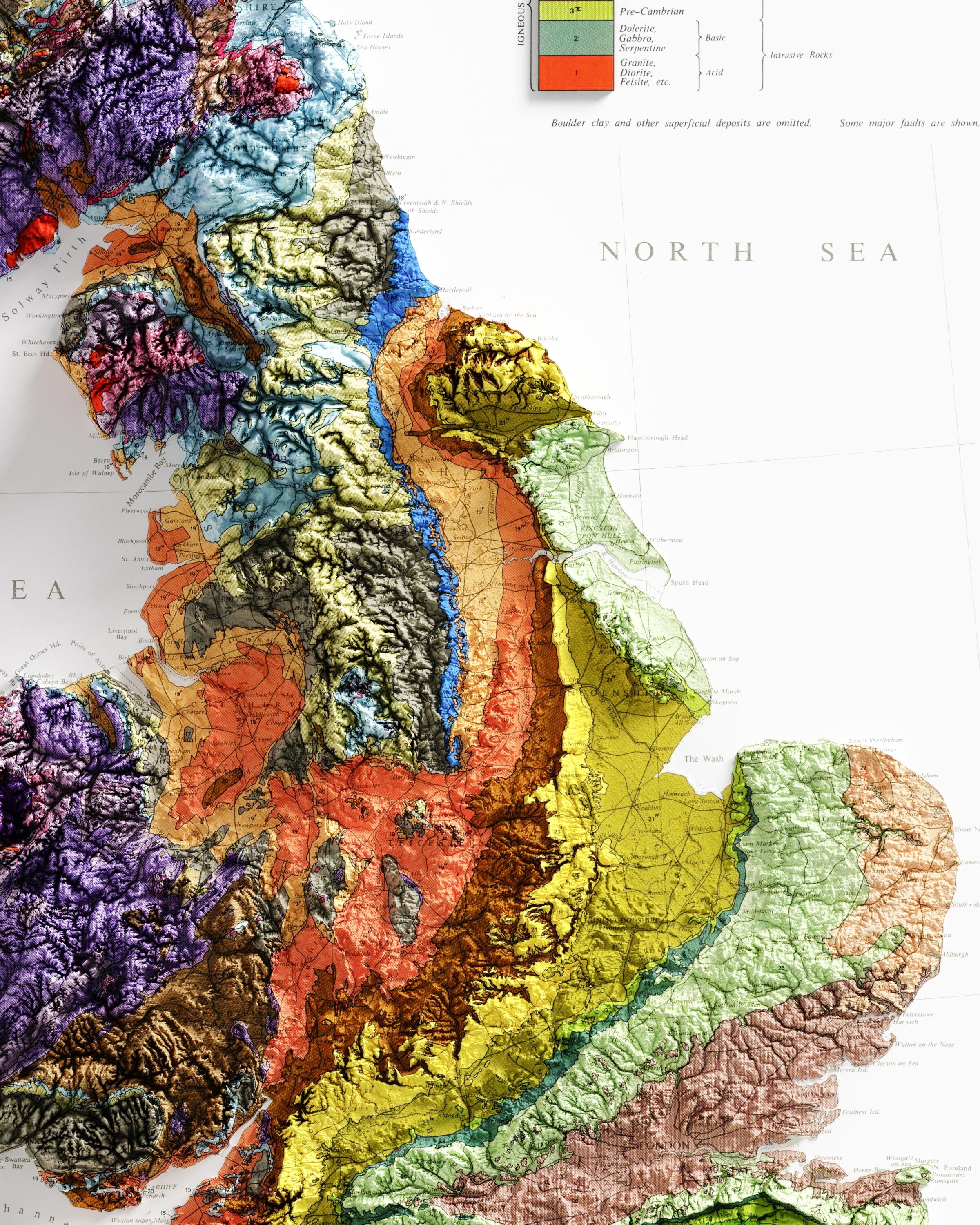 British Islands Geology Vintage Shaded Relief Map | Etsy