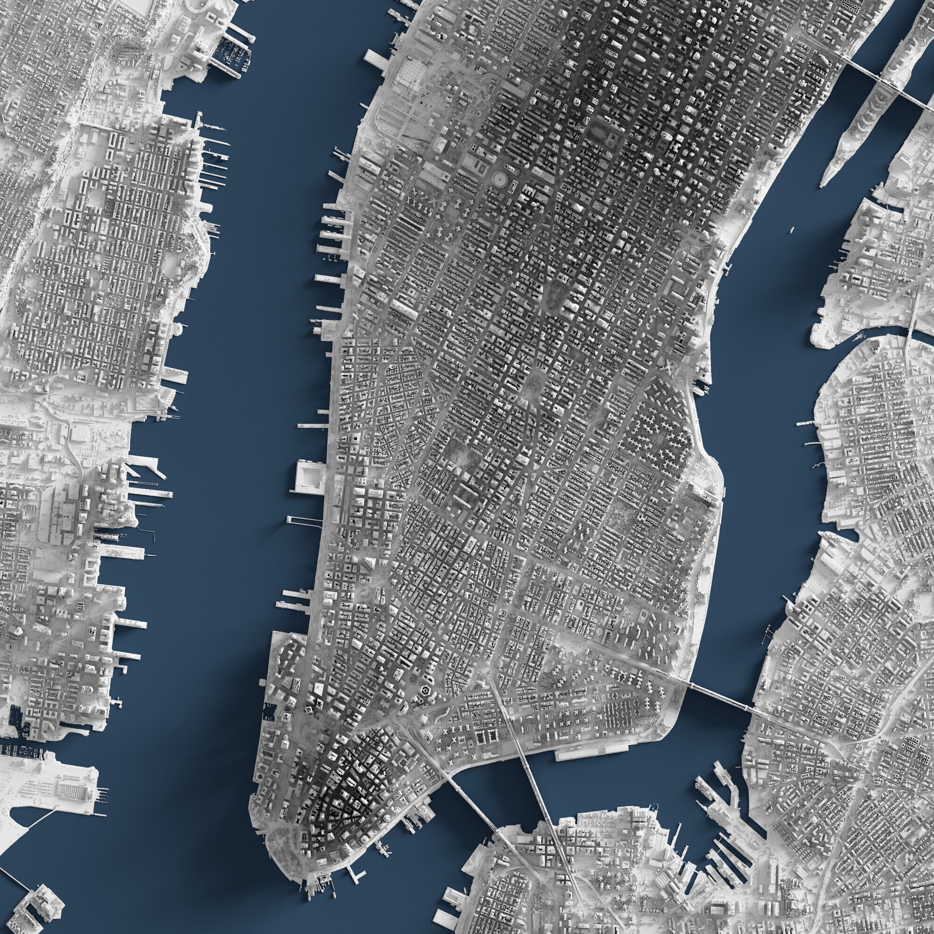 Manhattan, New York - Shaded Relief Map - Detailed Topography - Etsy