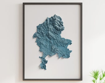 Cumbria County England Shaded Relief Map Natural | Etsy
