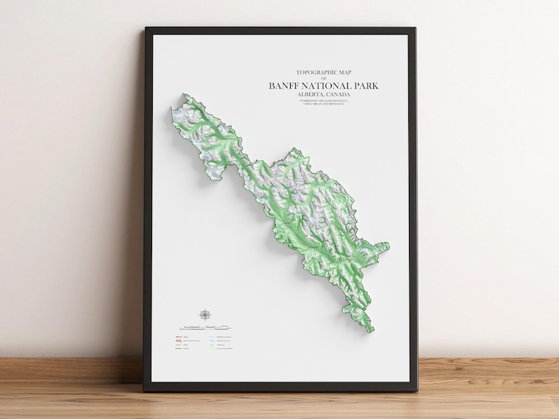 Banff National Park - Topographic Map - Shaded Relief Map - Etsy