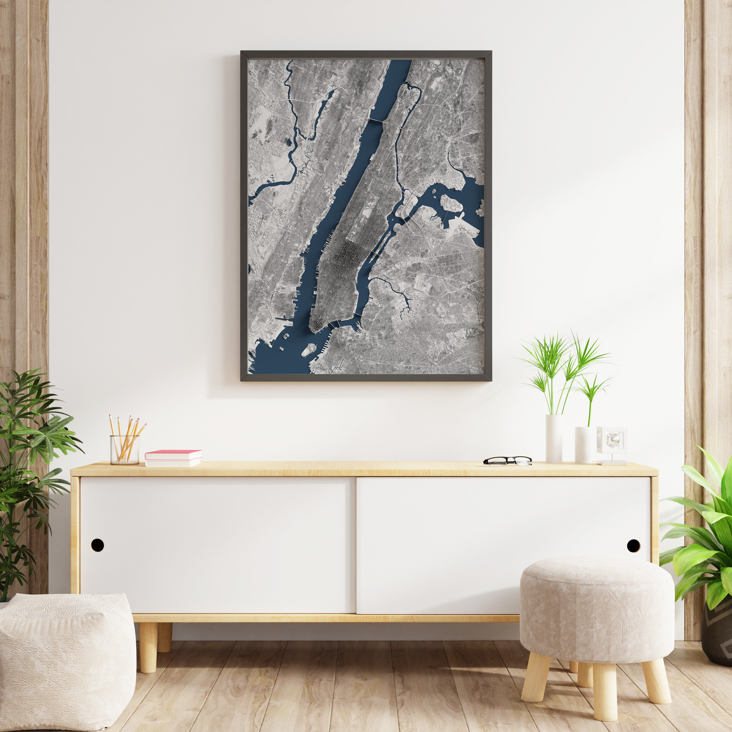 Manhattan New York Shaded Relief Map Detailed Topography - Etsy