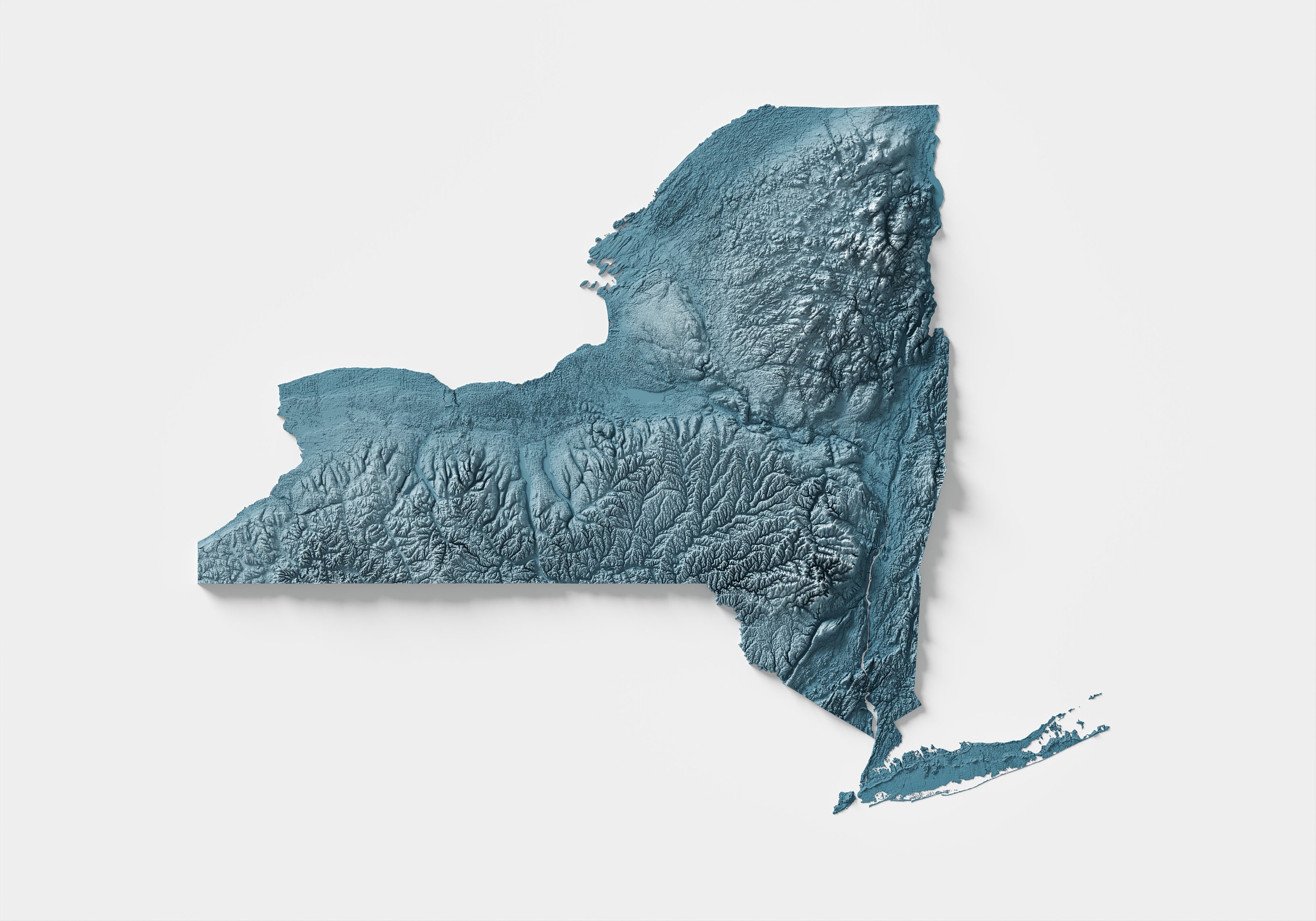 New York Shaded Relief Map Natural Topography - Etsy