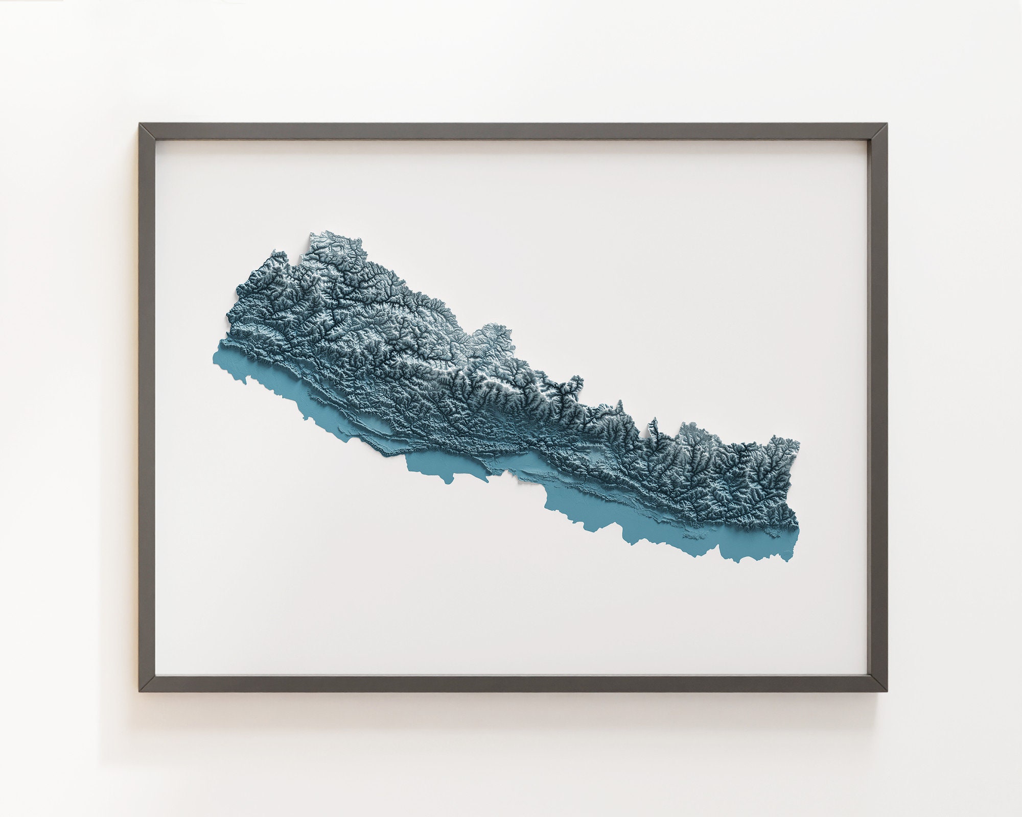 Nepal Shaded Relief Map Natural Topography - Etsy