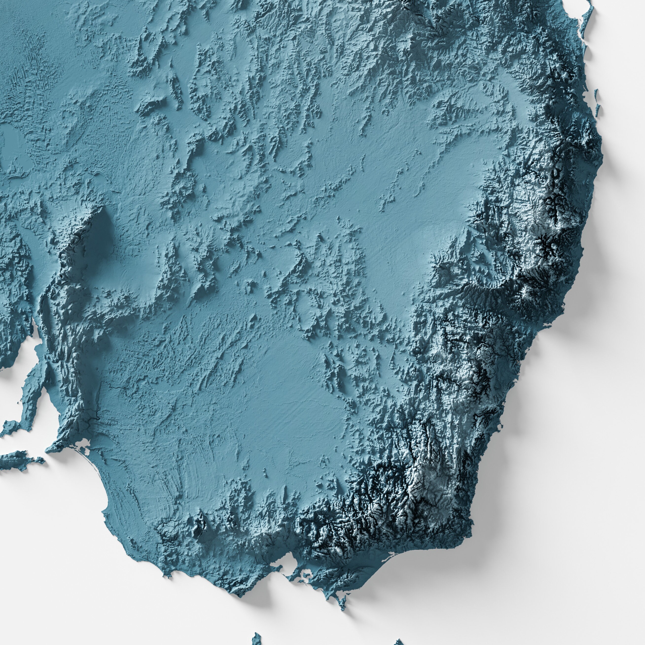 Australia - Shaded Relief Map - Natural Topography - Etsy