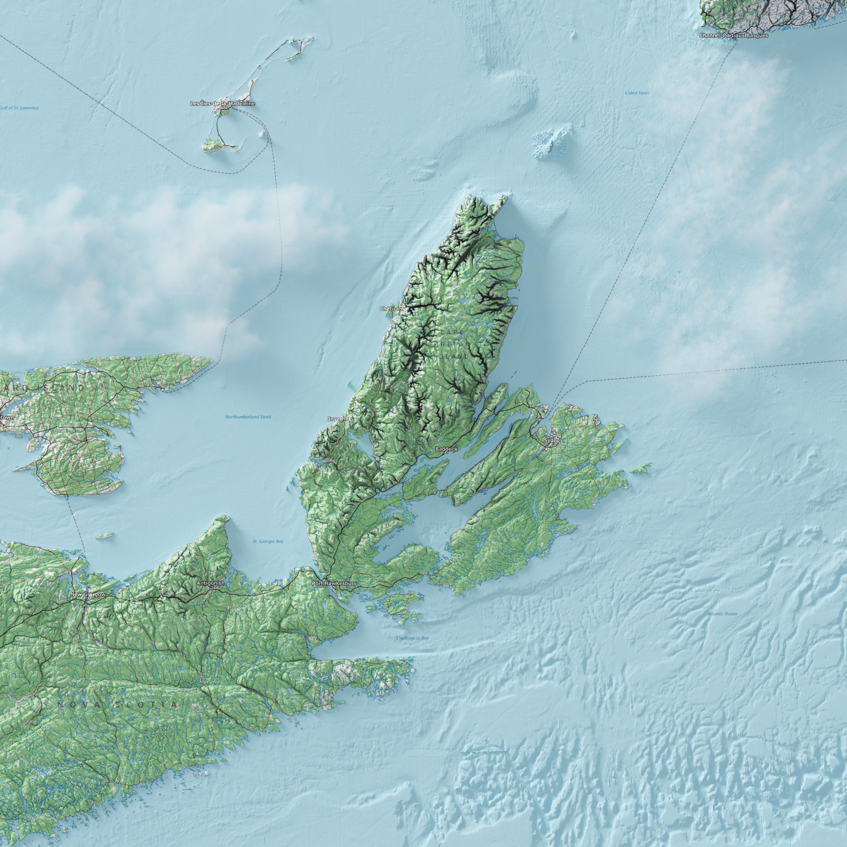 Nova Scotia - Topographic Map - Shaded Relief Map - Etsy