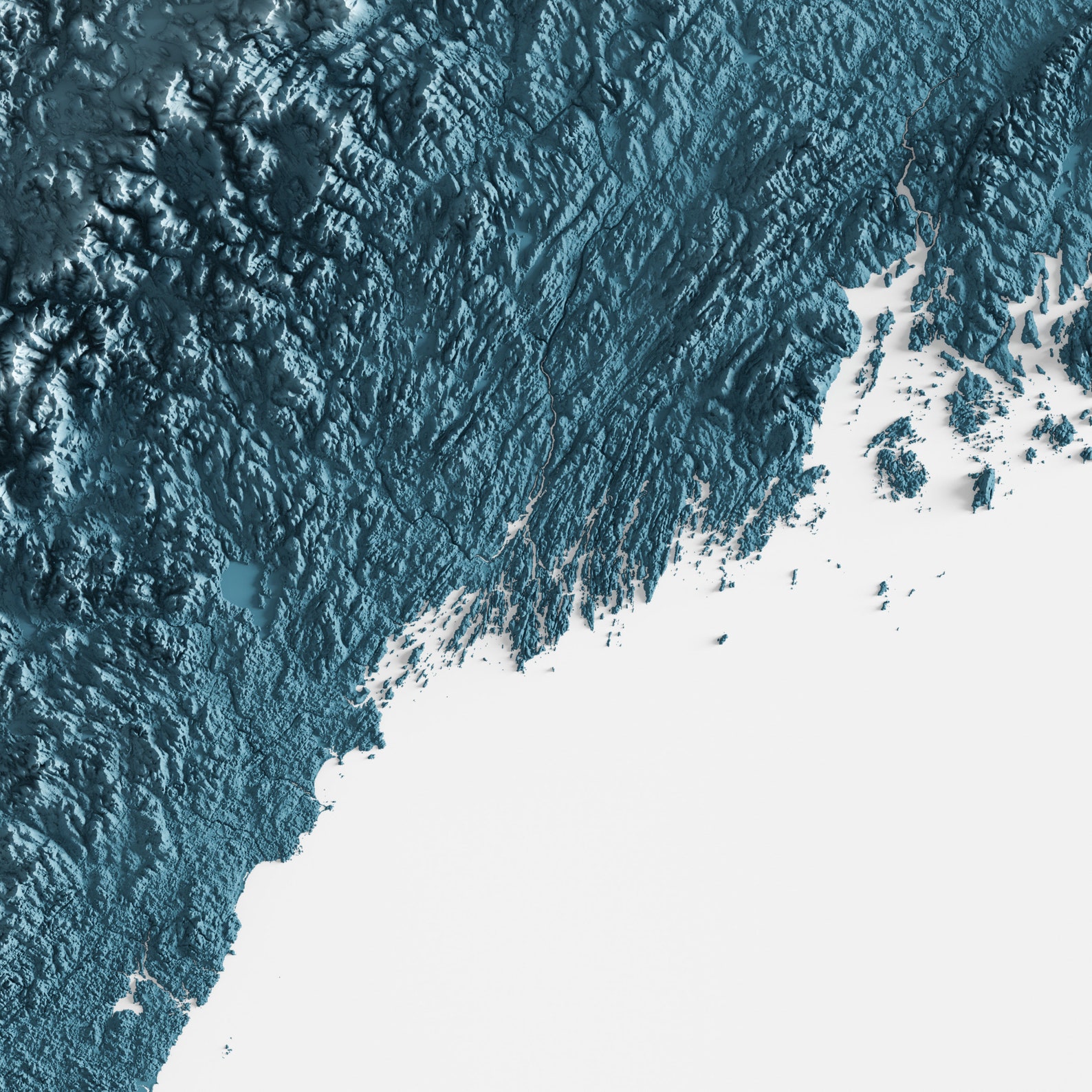 New England States Shaded Relief Map Natural Topography - Etsy