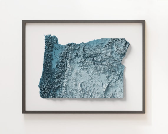 Oregon Shaded Relief Map Natural Topography | Etsy Oregon Shaded Relief Map Natural Topography | Etsy