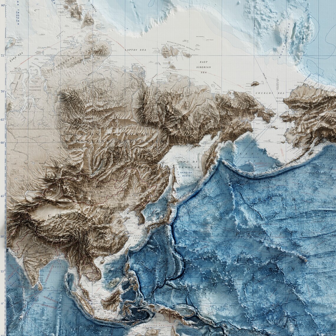 Vintage World Topographic Map c.1961 Vintage Map Shaded - Etsy