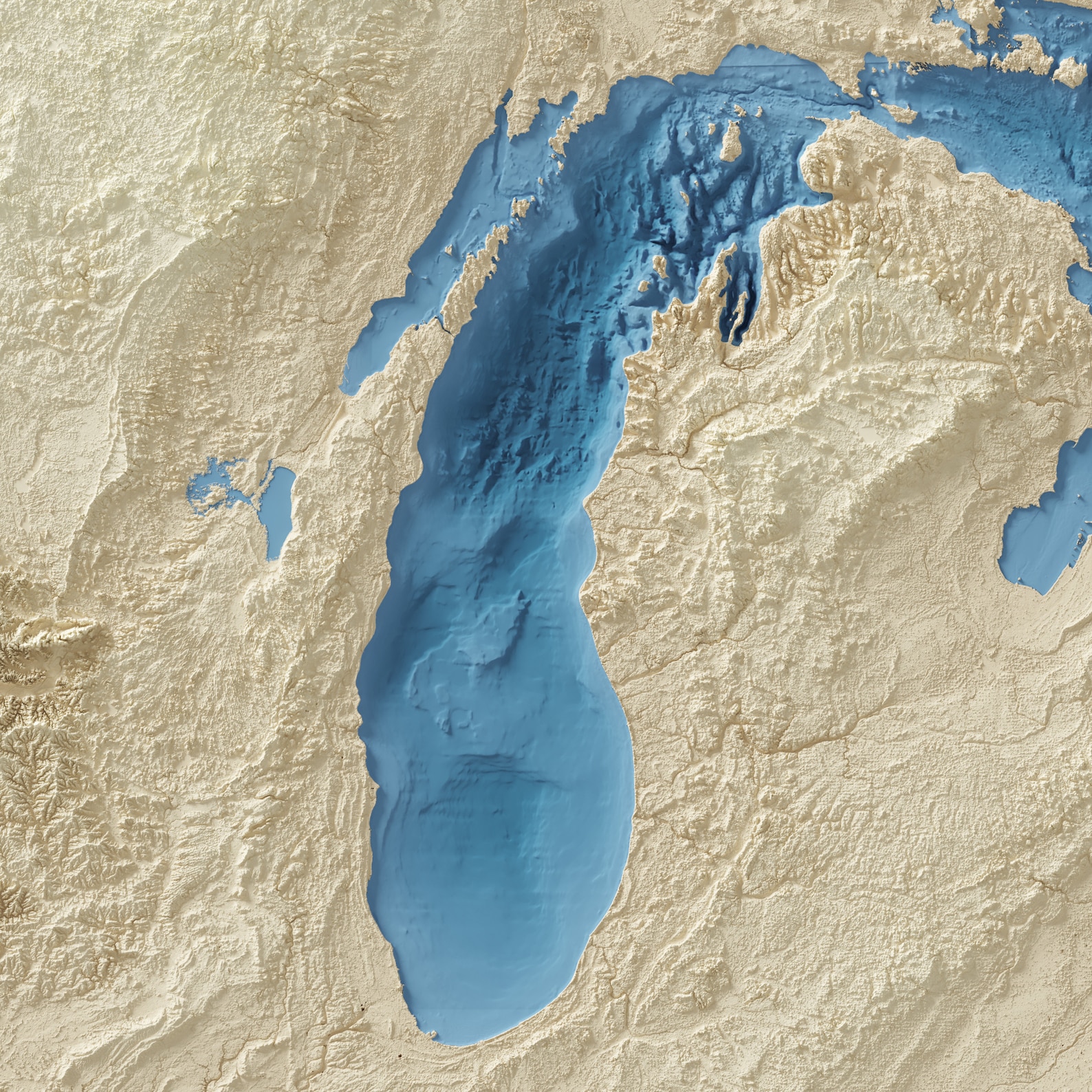 Great Lakes Bathymetry Shaded Relief Map | Etsy