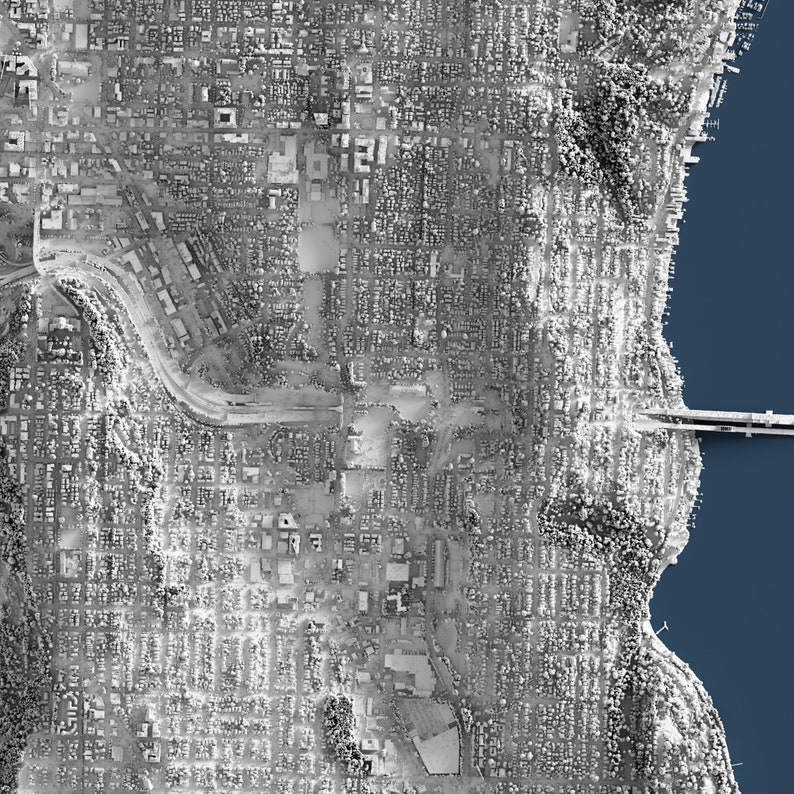 Seattle, Washington - Shaded Relief Map - Detailed Topography - Etsy