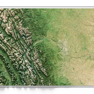 Calgary, Alberta - Shaded Relief Map - Imagery - Etsy