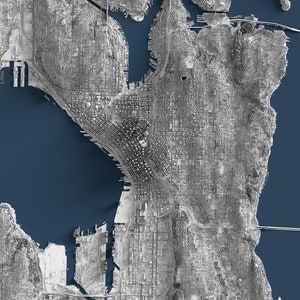 Seattle, Washington - Shaded Relief Map - Detailed Topography - Etsy