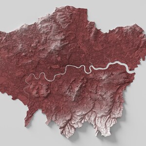 London, England - Shaded Relief Map - Etsy