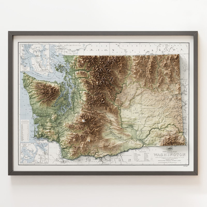 Map of Washington State - Etsy
