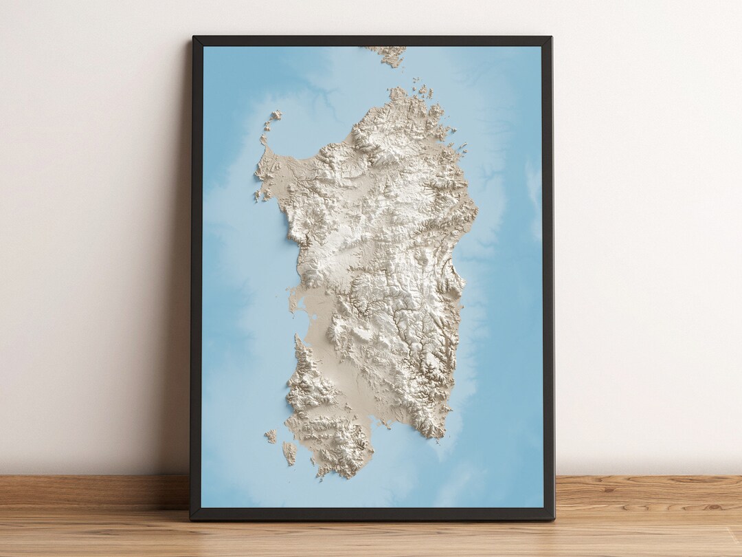 Sardinia, Italy - Shaded Relief Map - Islands and Coastal Maps - Etsy