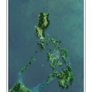 The Philippines - Shaded Relief Map - Imagery - Etsy
