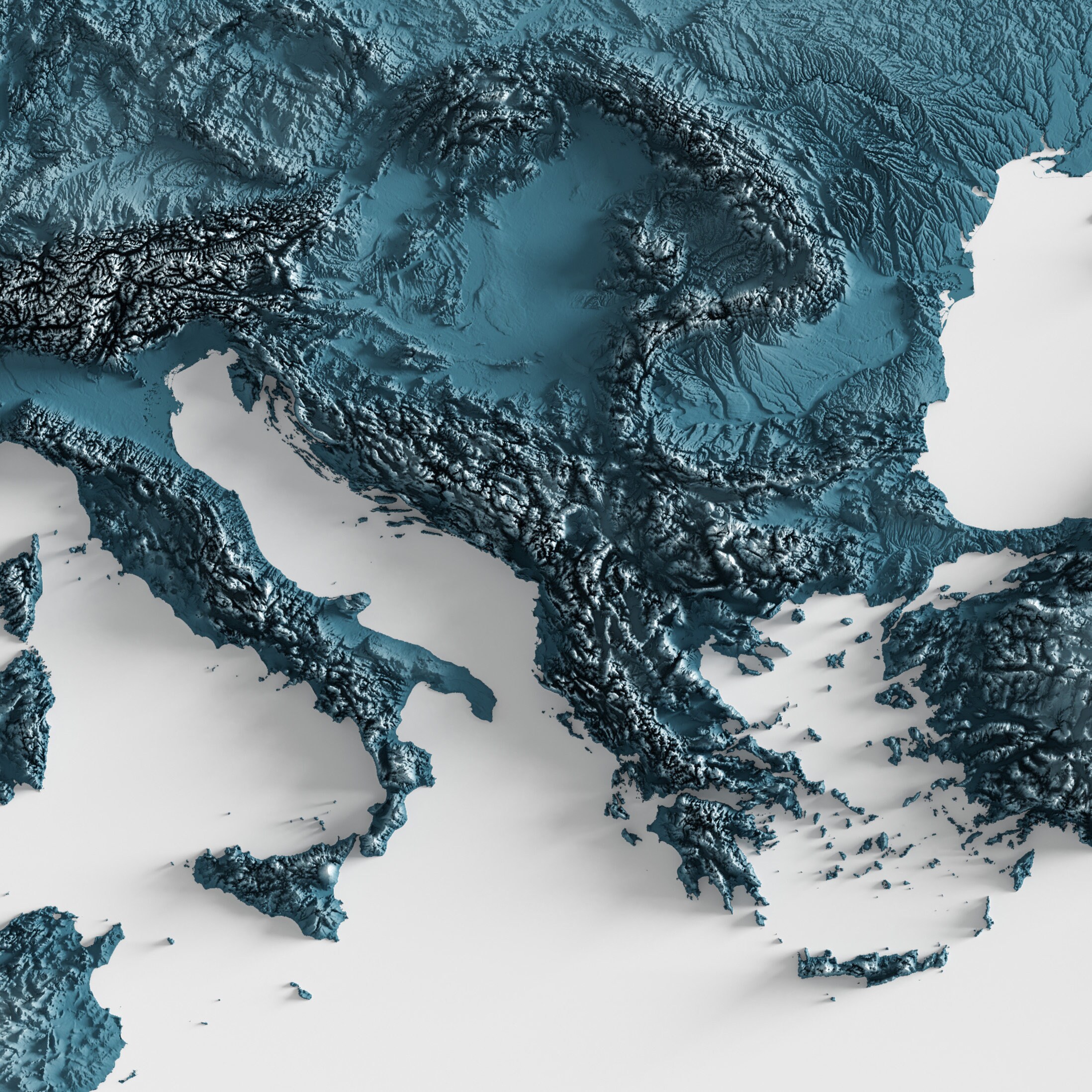 Europe Shaded Relief Map landscape Natural Topography | Etsy