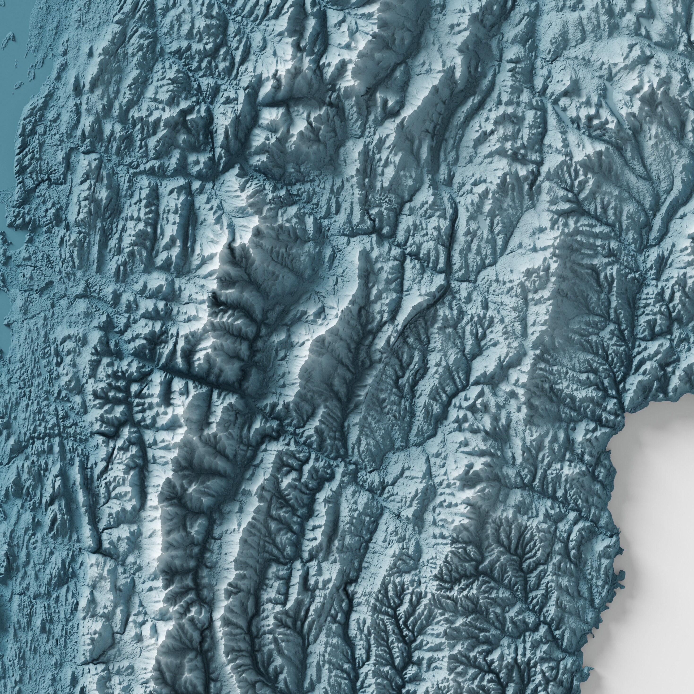 Vermont Shaded Relief Map Natural Topography - Etsy