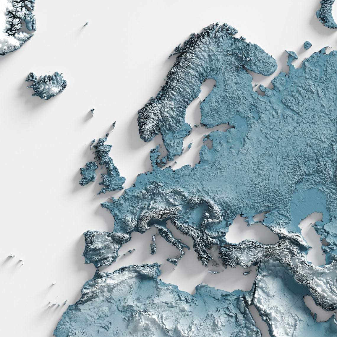 The World Shaded Relief Map Natural Topography - Etsy
