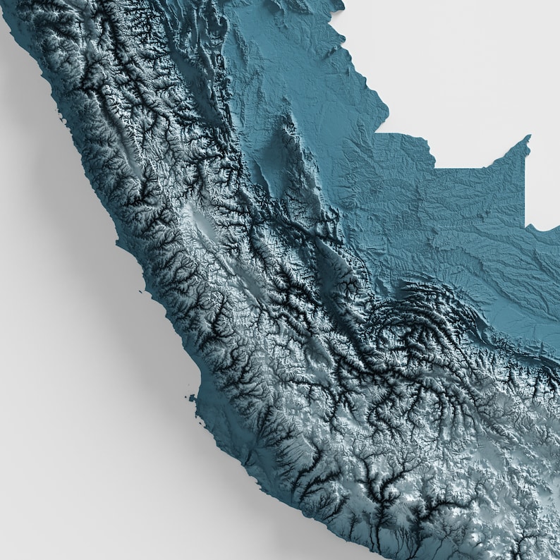 Peru Shaded Relief Map Natural Topography - Etsy