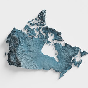 Canada - Shaded Relief Map - Natural Topography - Etsy