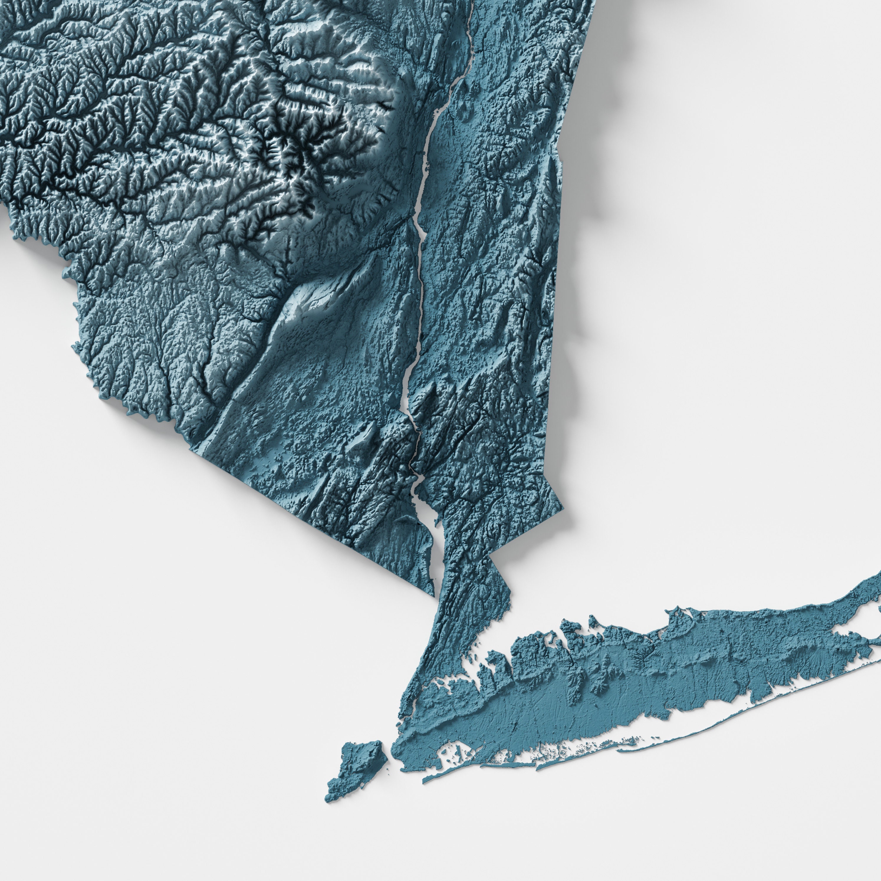 New York Shaded Relief Map Natural Topography - Etsy