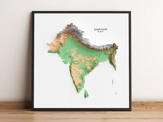 Physical Map Images Of India India Physical Map Chart Laminated Wall