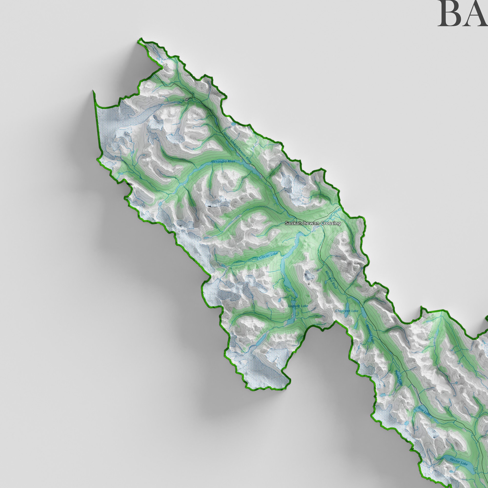 Banff National Park - Topographic Map - Shaded Relief Map - Etsy