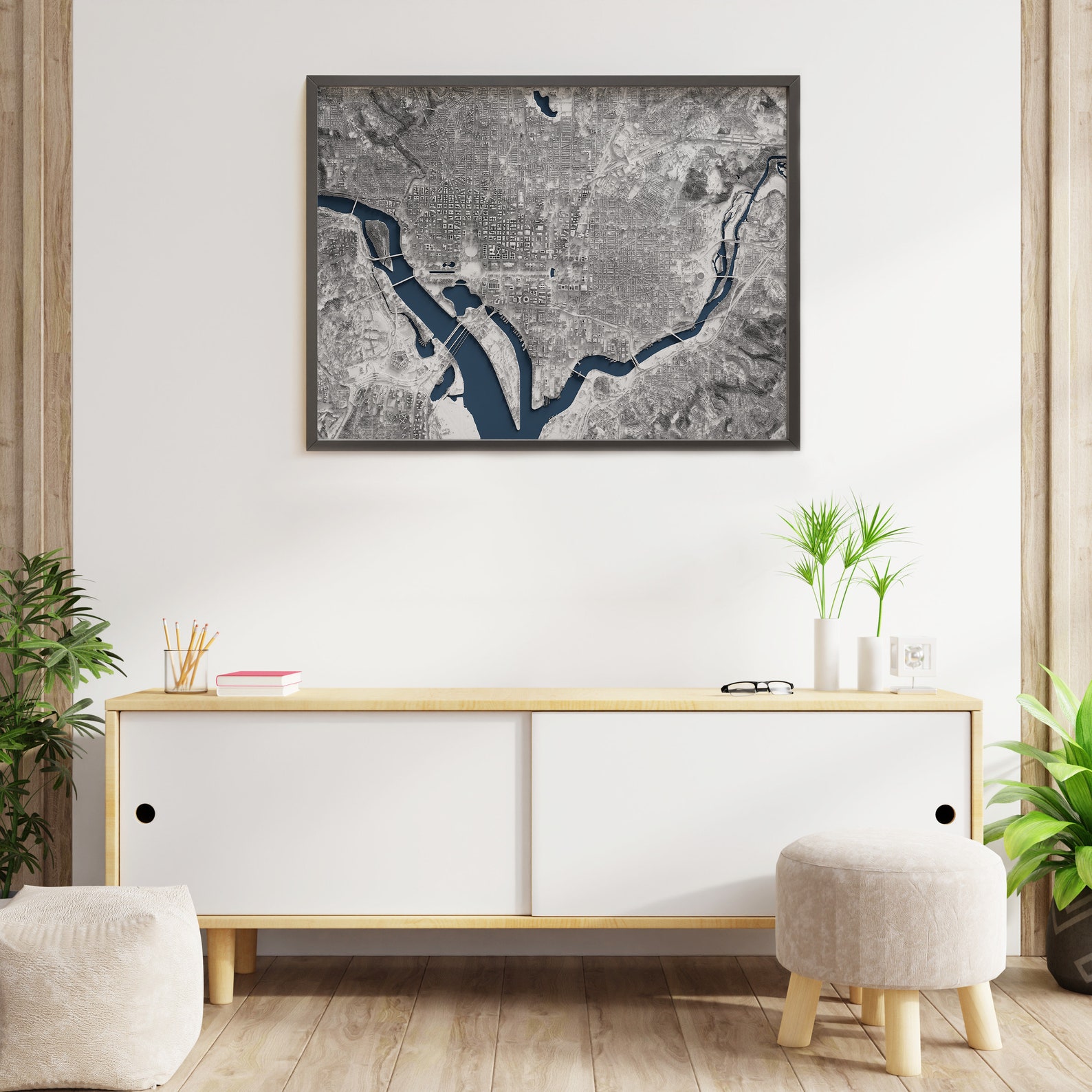 Washington D.C. Shaded Relief Map Detailed Topography | Etsy