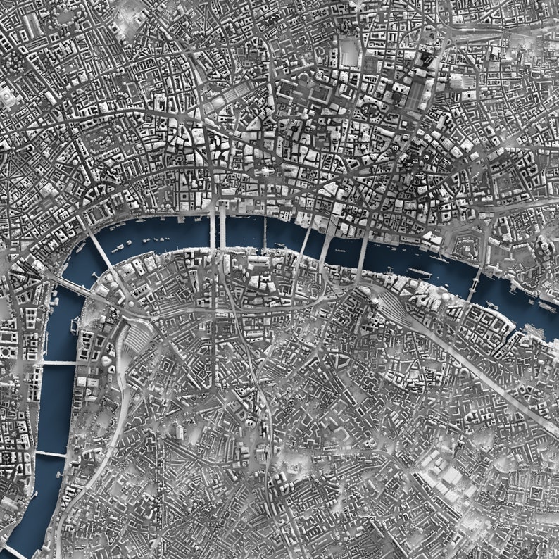London England Shaded Relief Map Detailed Topography - Etsy UK