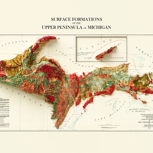 Geological Map of the Upper Peninsula in Michigan (c.1911) - Vintage ...