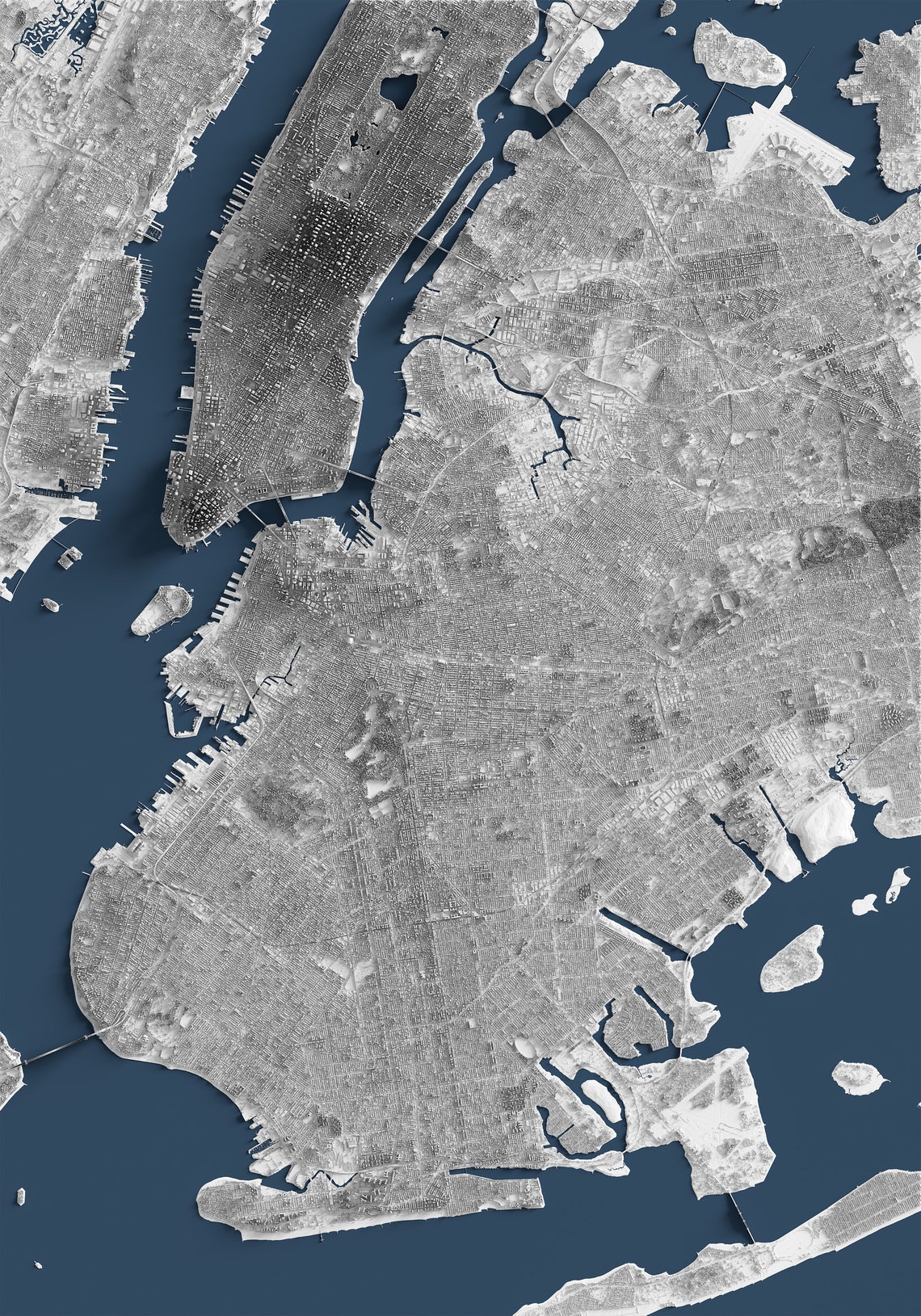 Brooklyn, New York - Shaded Relief Map - Detailed Topography - Etsy