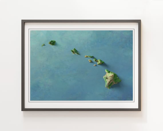 Hawaii U.S.A. Shaded Relief Map Imagery - Etsy