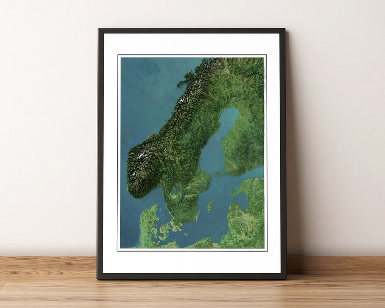 Sweden Shaded Relief Map Imagery - Etsy