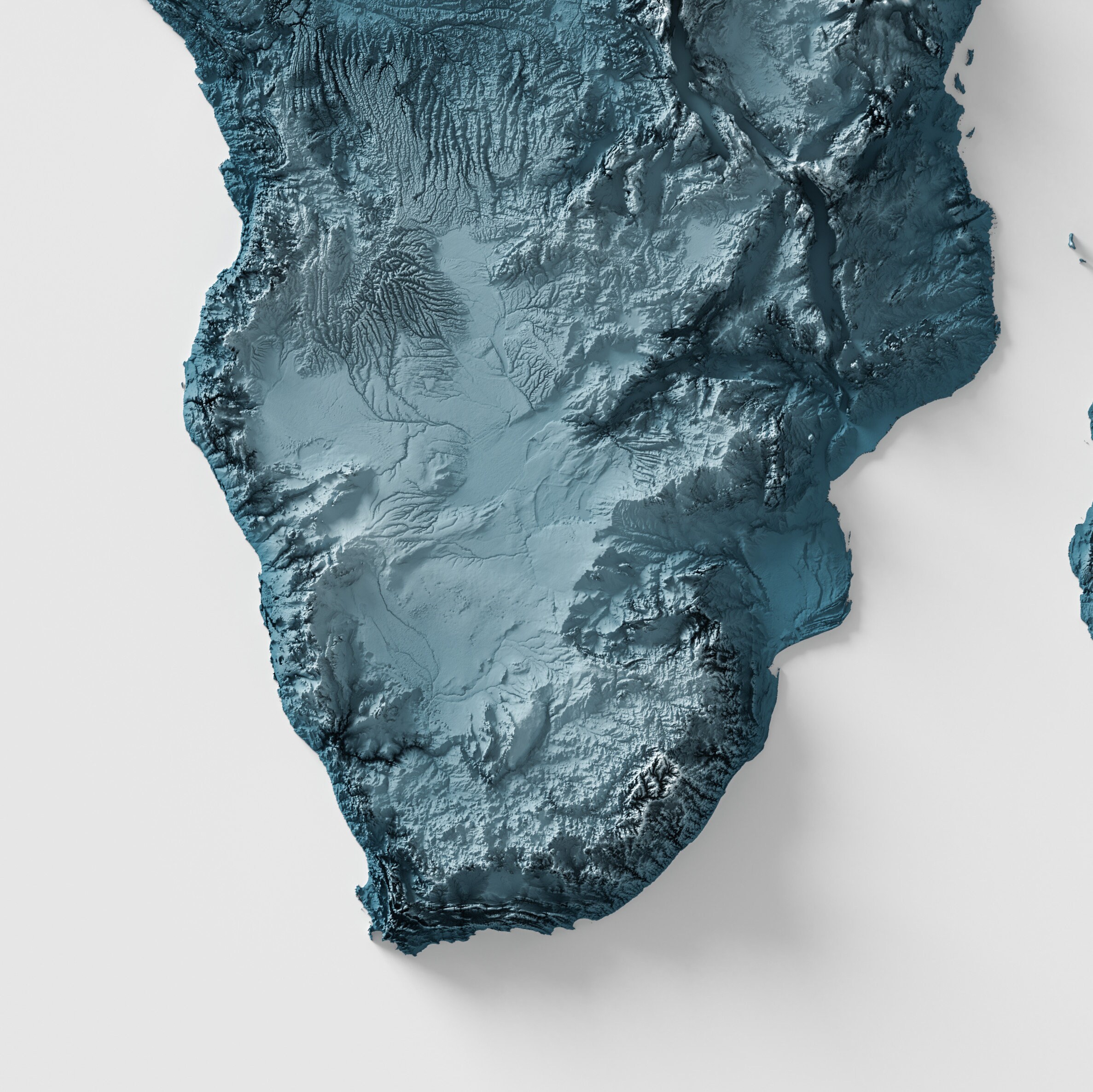 Africa Shaded Relief Map Natural Topography - Etsy