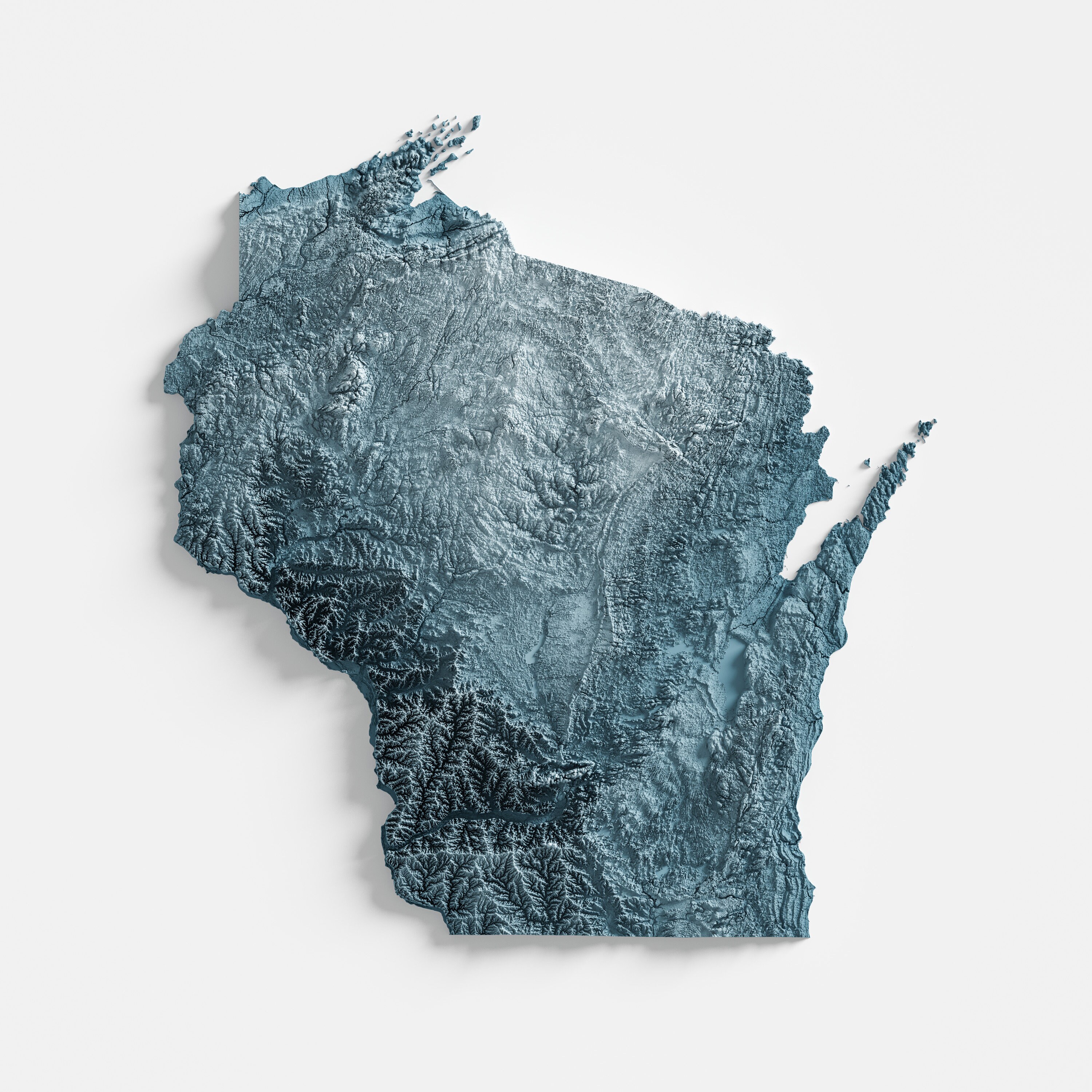 Wisconsin Shaded Relief Map Natural Topographic - Etsy
