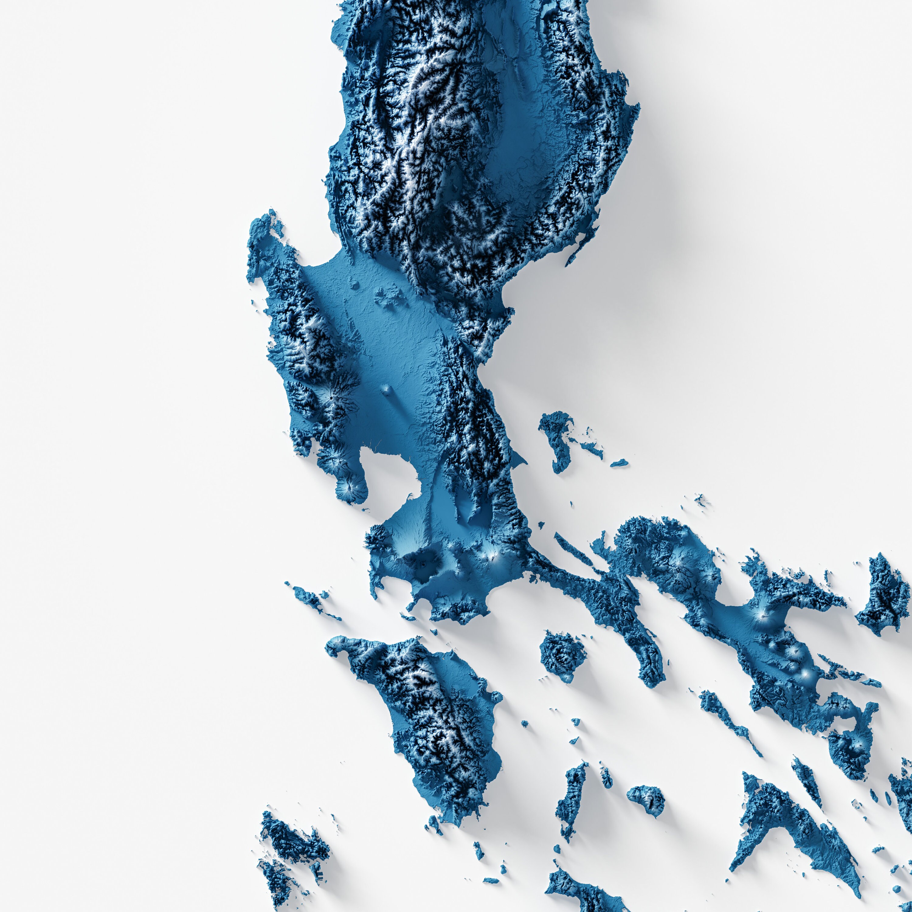 The Philippines Shaded Relief Map Natural Topography - Etsy