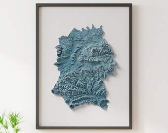 Cumbria County England Shaded Relief Map Natural | Etsy