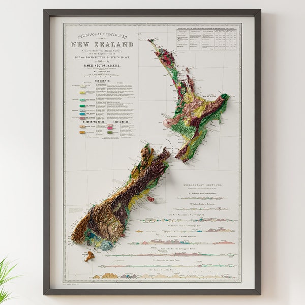 Relief Map of New Zealand - Etsy