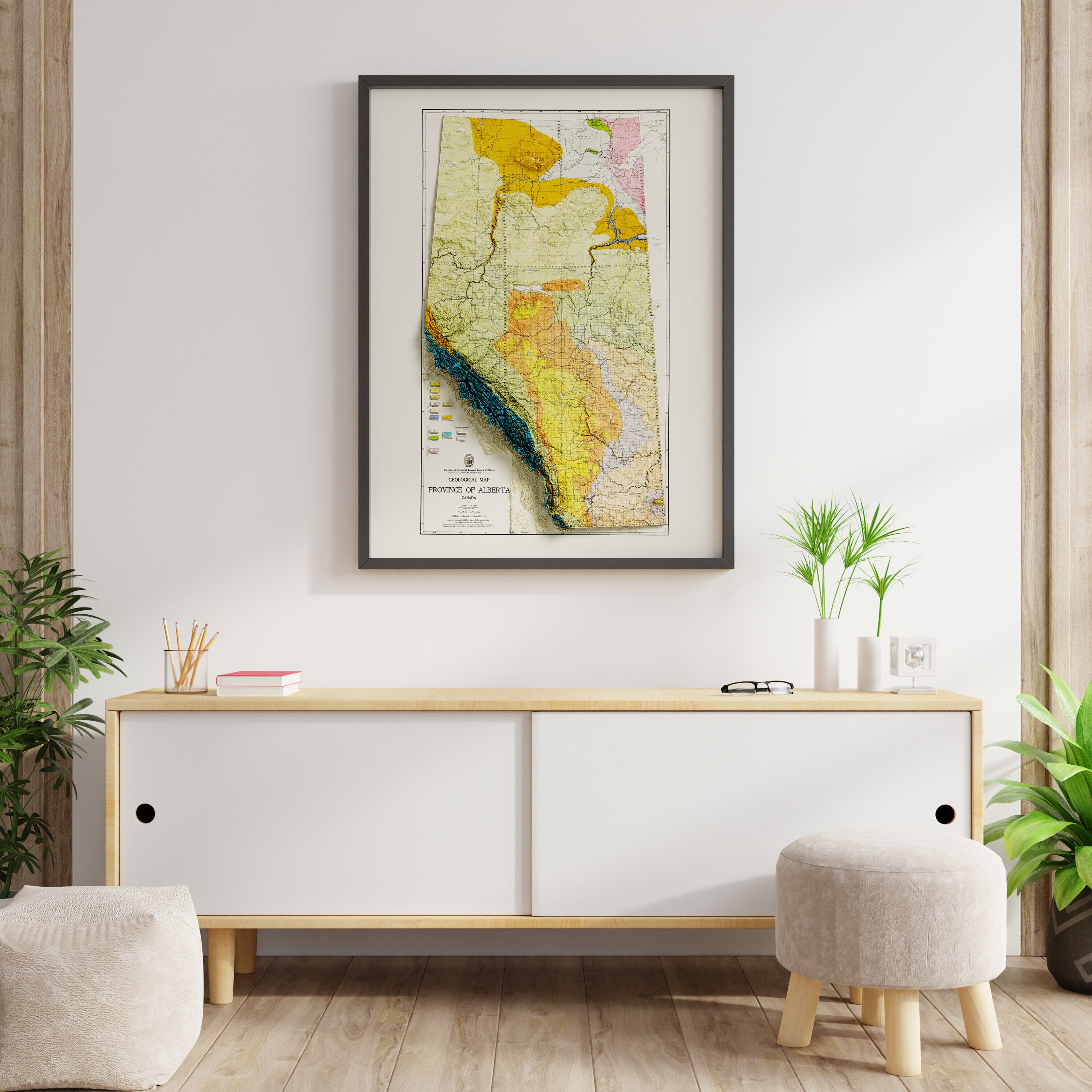 Alberta Geology Vintage Shaded Relief Map - Etsy