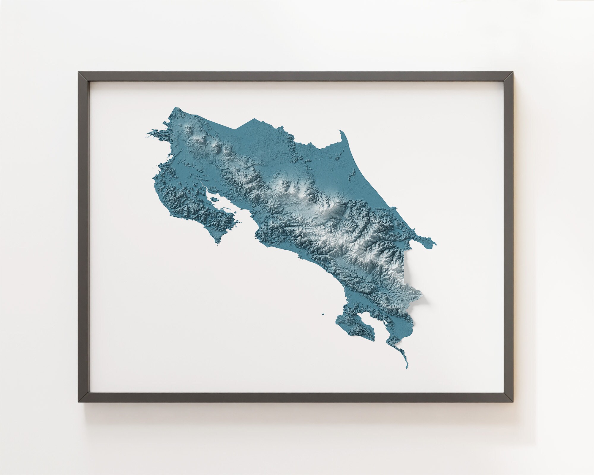 Costa Rica Shaded Relief Map Natural Topography - Etsy