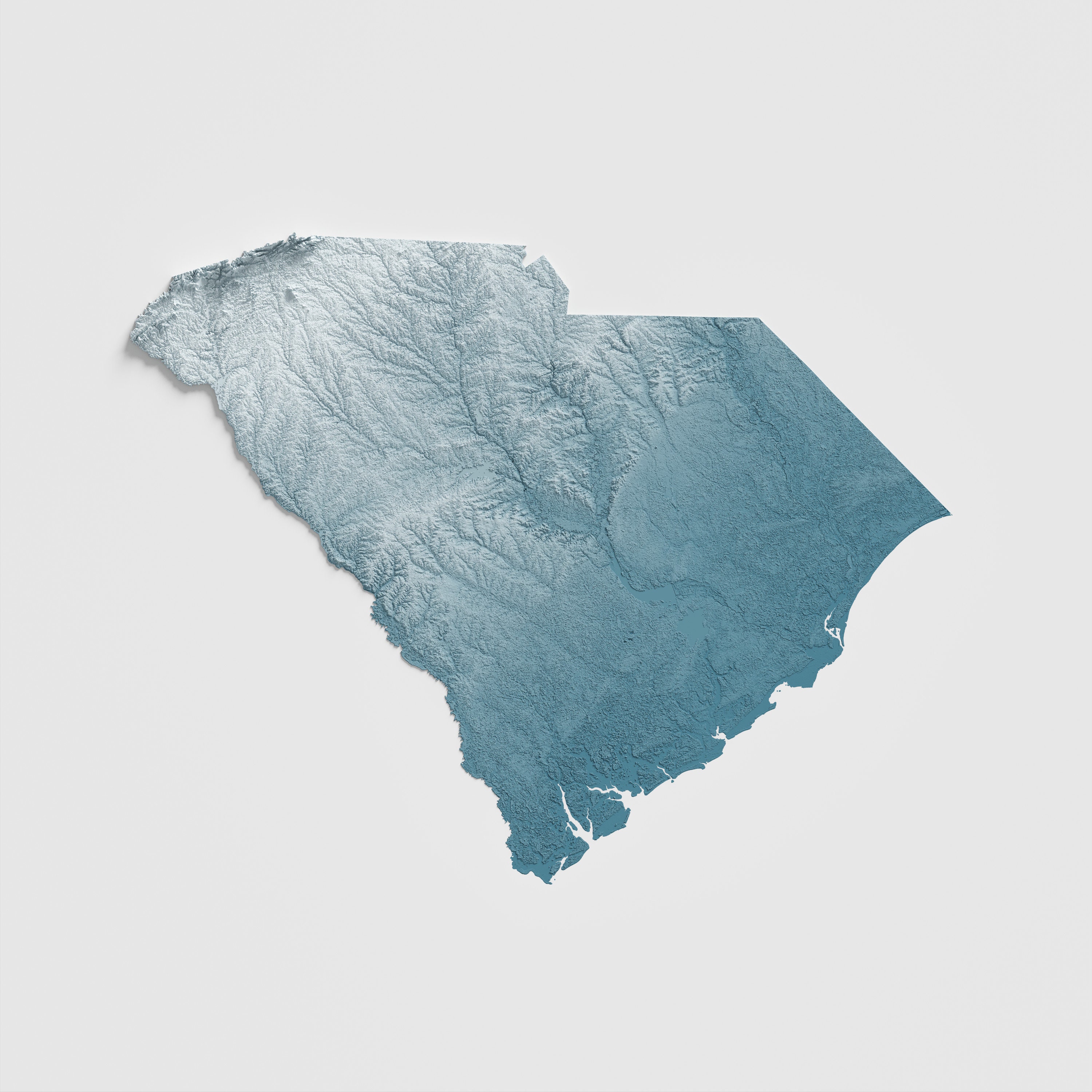 South Carolina Shaded Relief Map Natural Topographic - Etsy