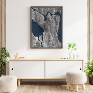Seattle, Washington - Shaded Relief Map - Detailed Topography - Etsy