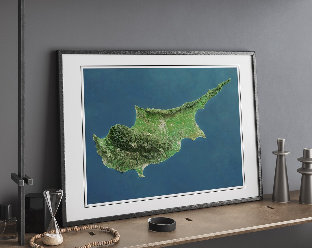 Cyprus - Shaded Relief Map - Imagery - Etsy