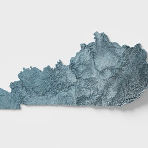 Kentucky - Shaded Relief Map - Natural Topography - Etsy