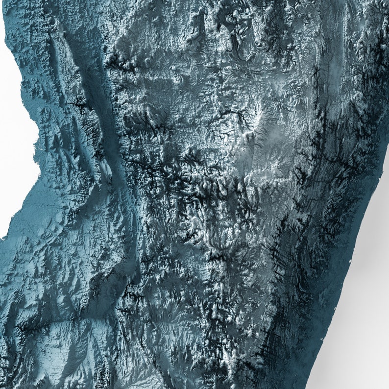 Madagascar - Shaded Relief Map - Natural Topography - Etsy