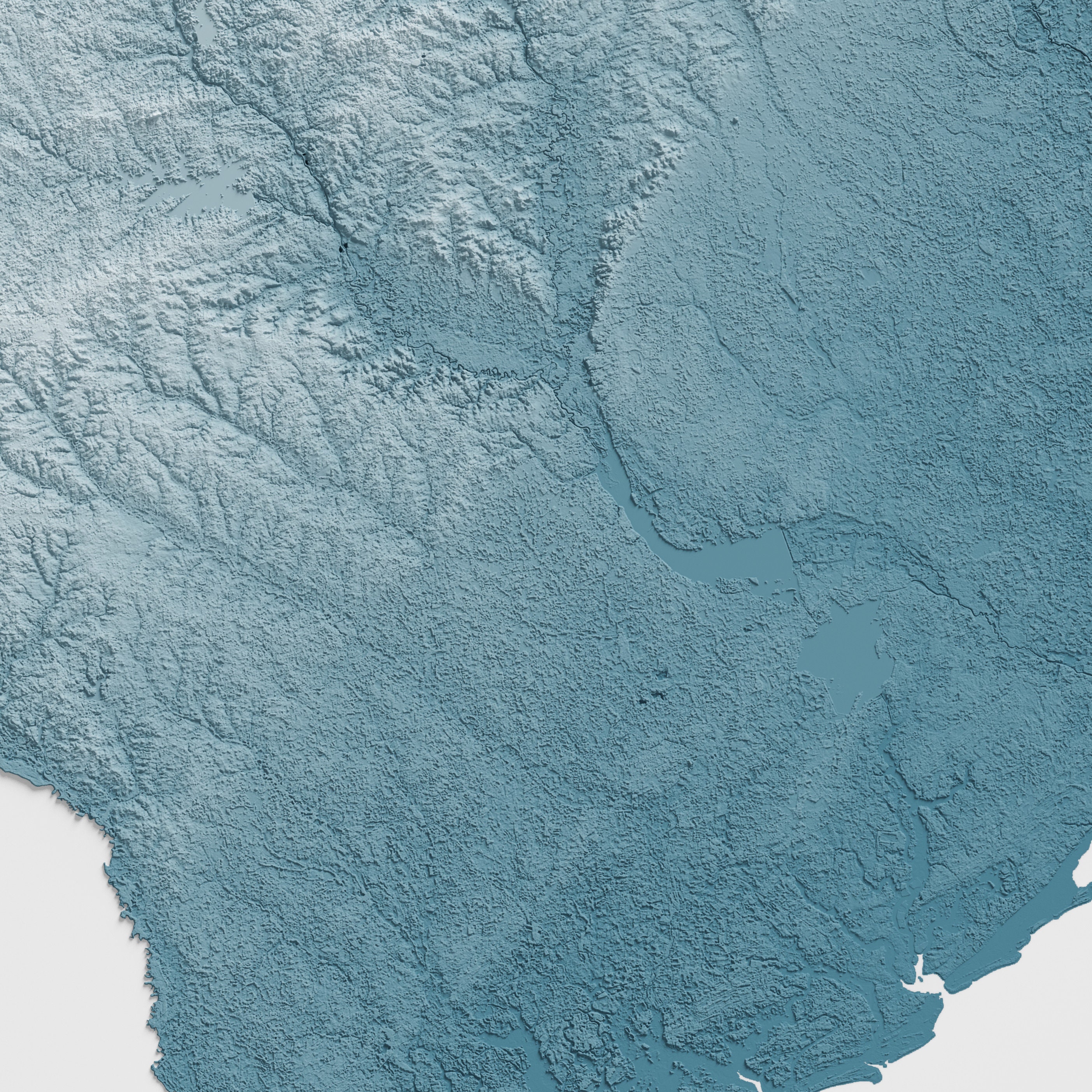 South Carolina Shaded Relief Map Natural Topographic - Etsy