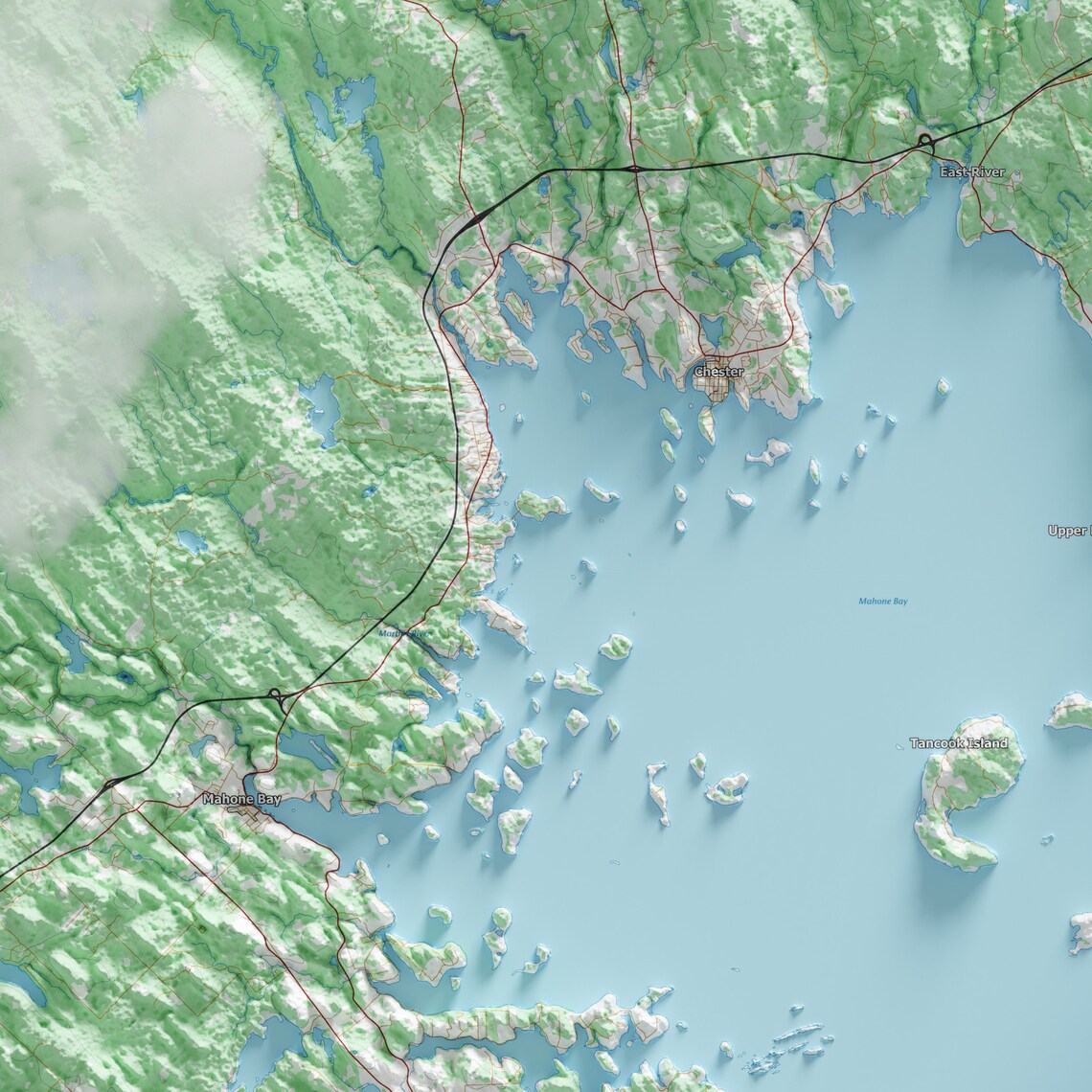 South Shore Nova Scotia Topographic Map Shaded Relief Map | Etsy