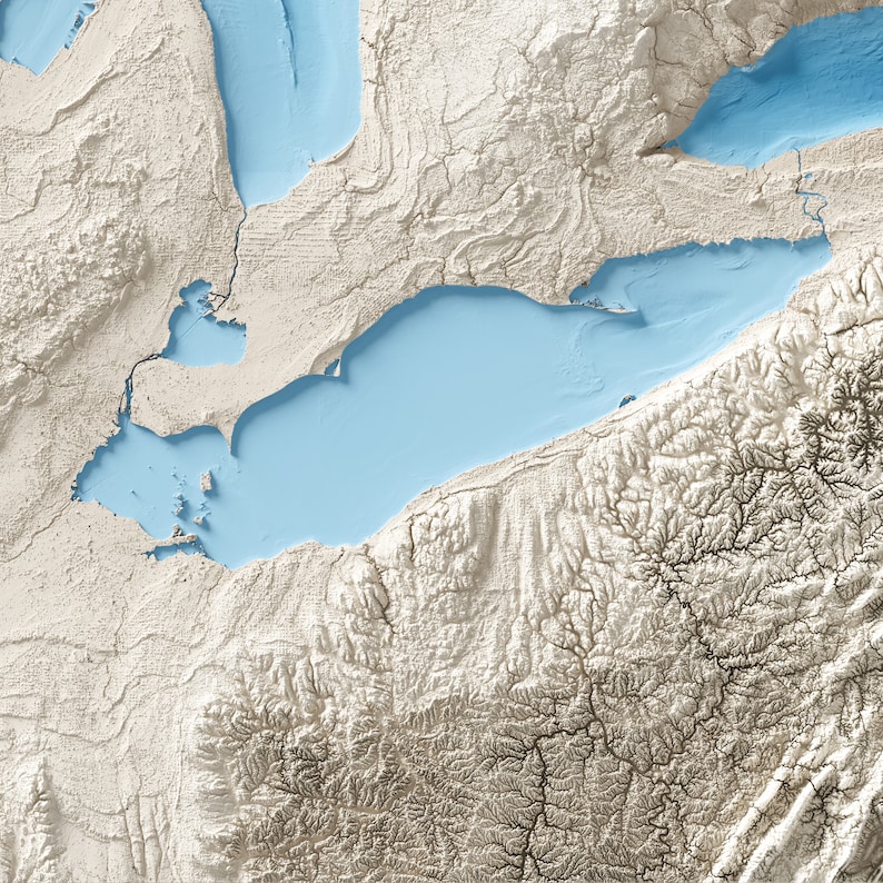 Great Lakes Bathymetry Shaded Relief Map Natural - Etsy