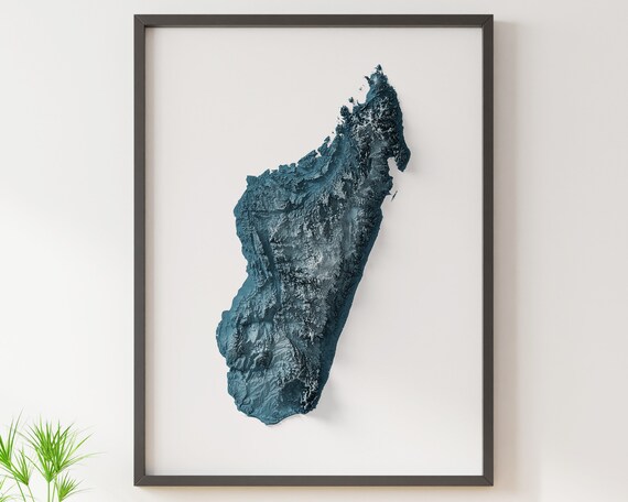 Madagascar Shaded Relief Map Natural Topography - Etsy